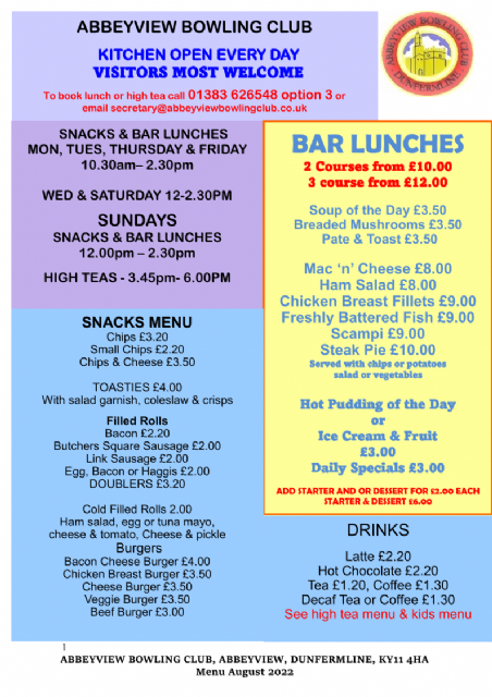Abbeyview Bowling Club: Club Restaurant